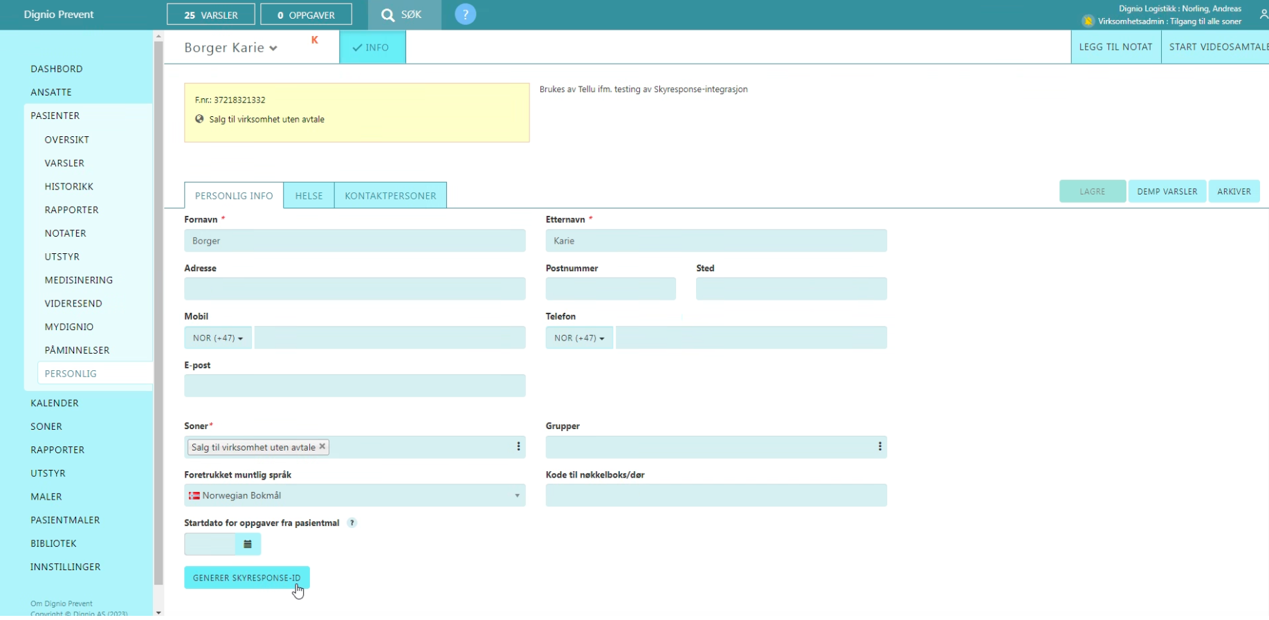 Oppsett av Dignio medisindispensere i TelluCare