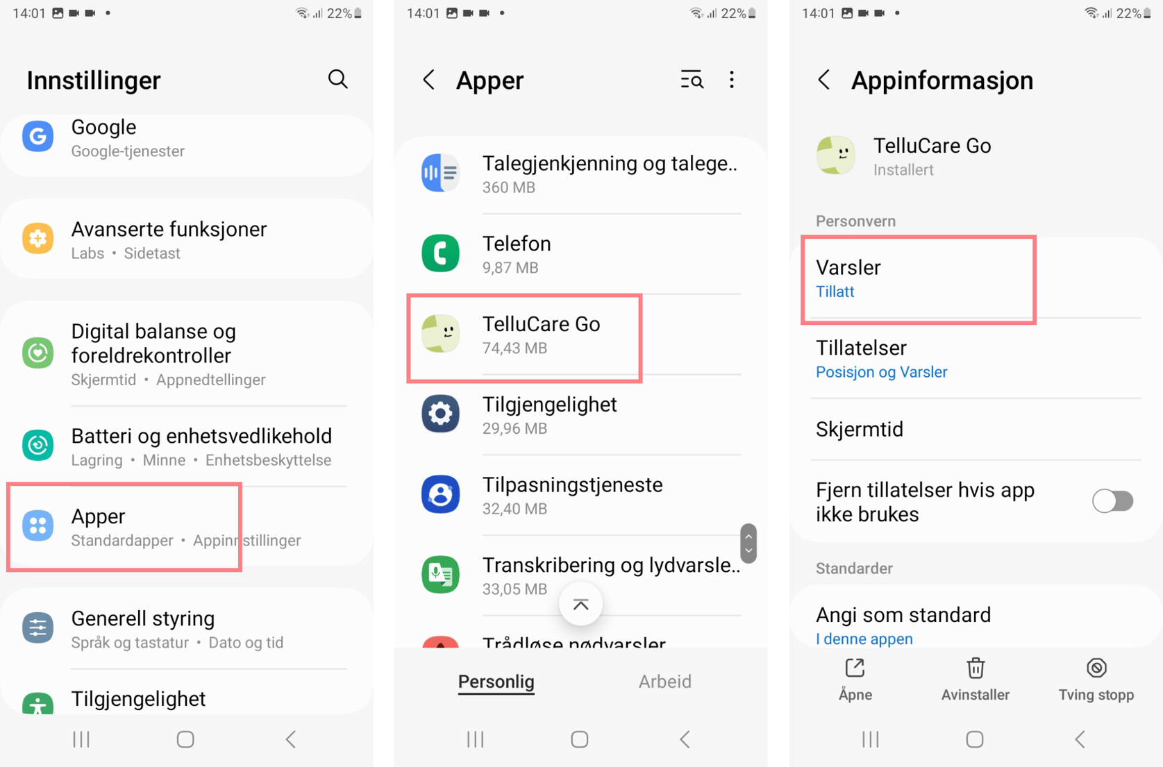 Installasjon og konfigurasjon av TelluCare Go